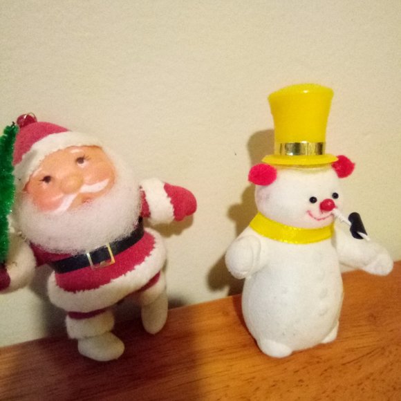 Vintage | Holiday | Vintage Midcentury Flocked Celluloid Christmas ...